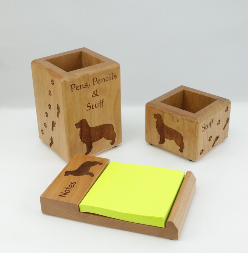 Wood Sticky Note Pad Holder Engraved With Dog Paw Prints and - Etsy
