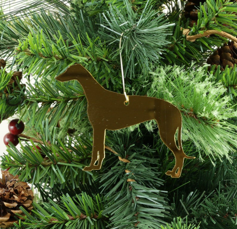 Greyhound Ornament in Wood or Mirror Acrylic Customizable With - Etsy