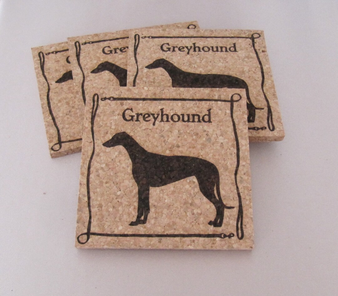 Greyhound Cork Coaster Set Thick Laser Engraved Cork - Etsy