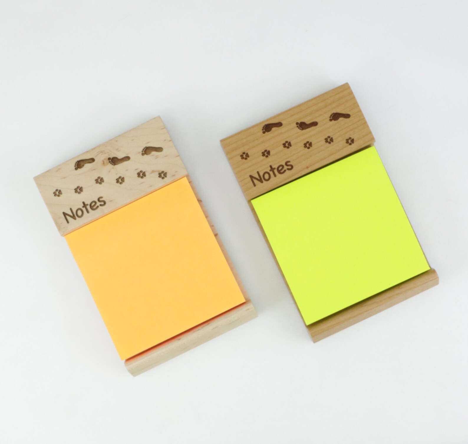 Wood Sticky Note Pad Holder Engraved With Dog Paw Prints and - Etsy