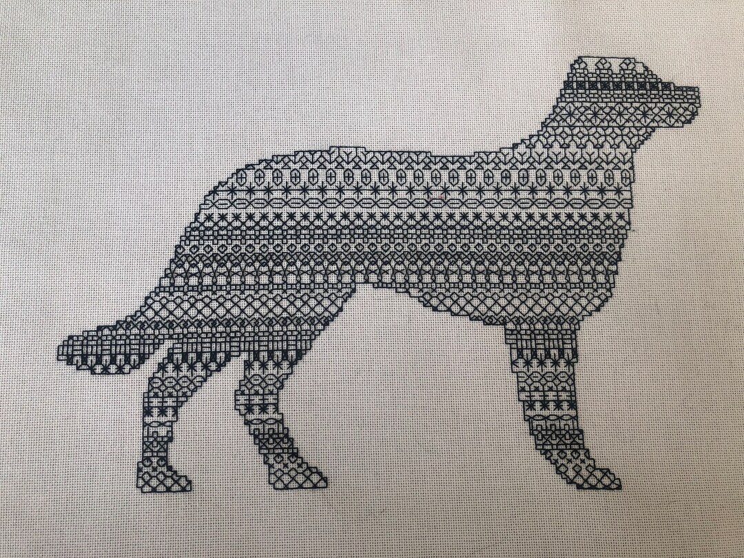 PDF Blackwork and Cross Stitch Pattern Golden Retriever Dog - Etsy
