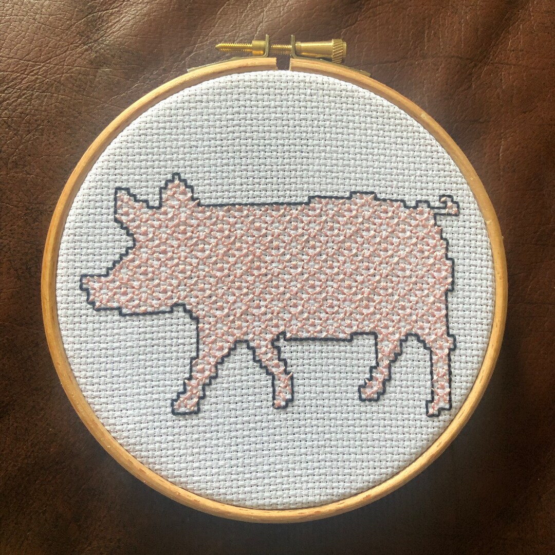 PDF Cross Stitch Blackwork Pattern Pig Silhouette - Etsy