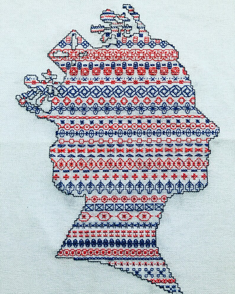 PDF Blackwork and Cross Stitch Pattern Elizabeth II God - Etsy