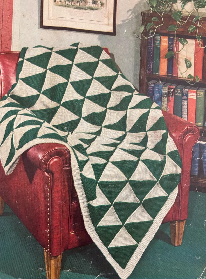 CROCHET PATTERN Vintage 1948 Triangle Afghan. “modern Mood” 52 X 70 ...