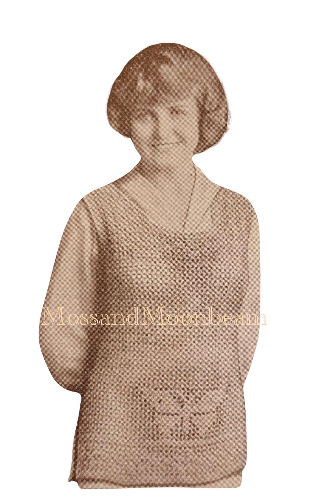 Vintage CROCHET PATTERN Womens Filet Crochet Sweater #097 PDF Digital ...