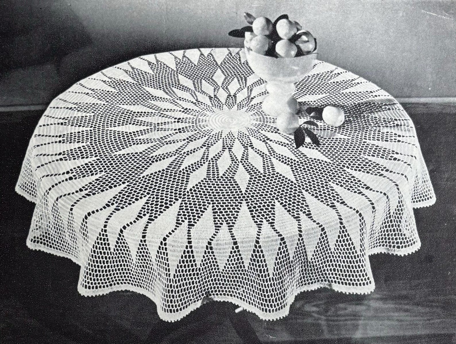 CROCHET PATTERN Vintage Big Round Tablecloth Pattern. 62”. PDF Digital ...