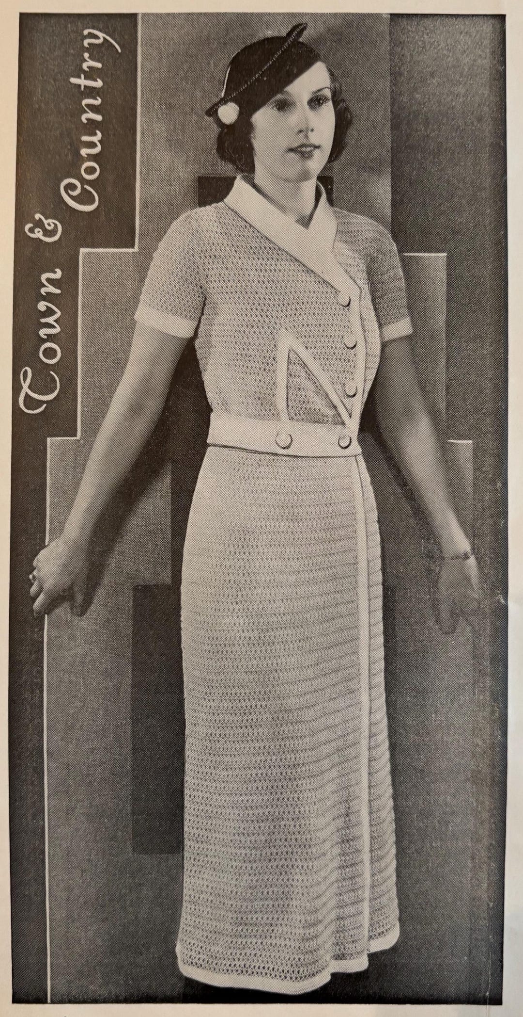 Vintage 1935 CROCHET “town & Country” Dress PATTERN Size 16. PDF ...