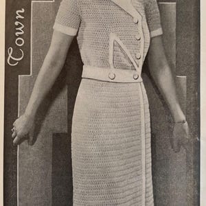 Vintage 1935 CROCHET “town & Country” Dress PATTERN Size 16. PDF ...