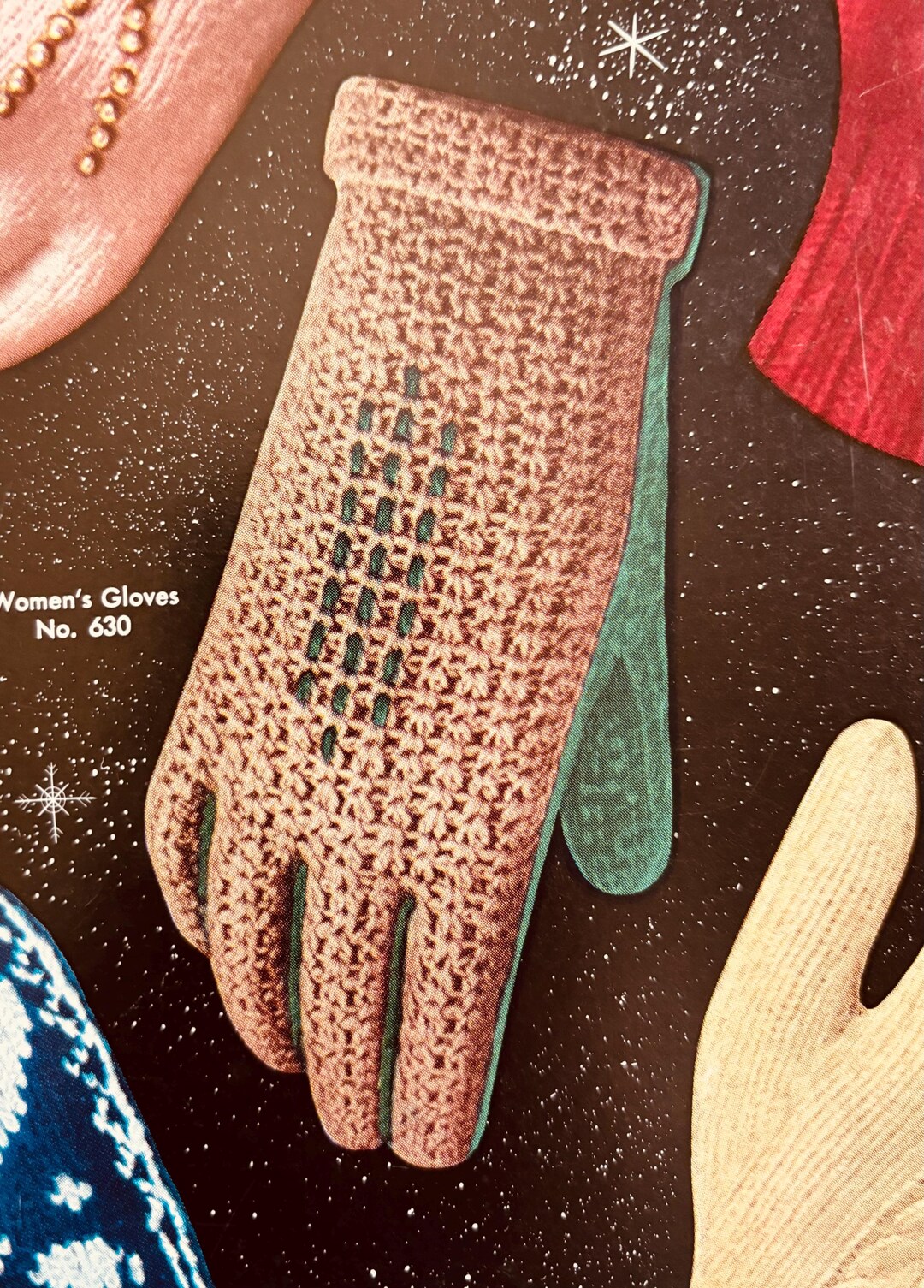 Vintage CROCHET PATTERN Womens Two-tone Gloves. Medium. PDF Digital ...