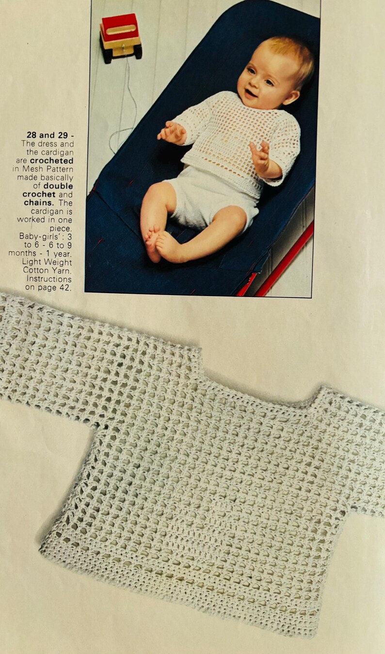 CROCHET PATTERN Vintage Baby Dress and Cardigan Pattern. Sizes 3-6, 6-9 and 1 Yr. PDF Digital ...