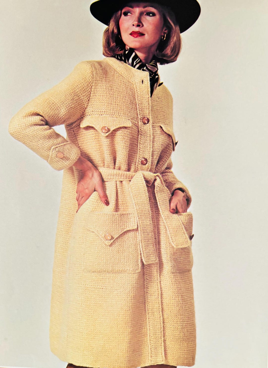 CROCHET PATTERN Vintage Afghan Stitch Womens Jacket. Sizes Sm-md-lg ...