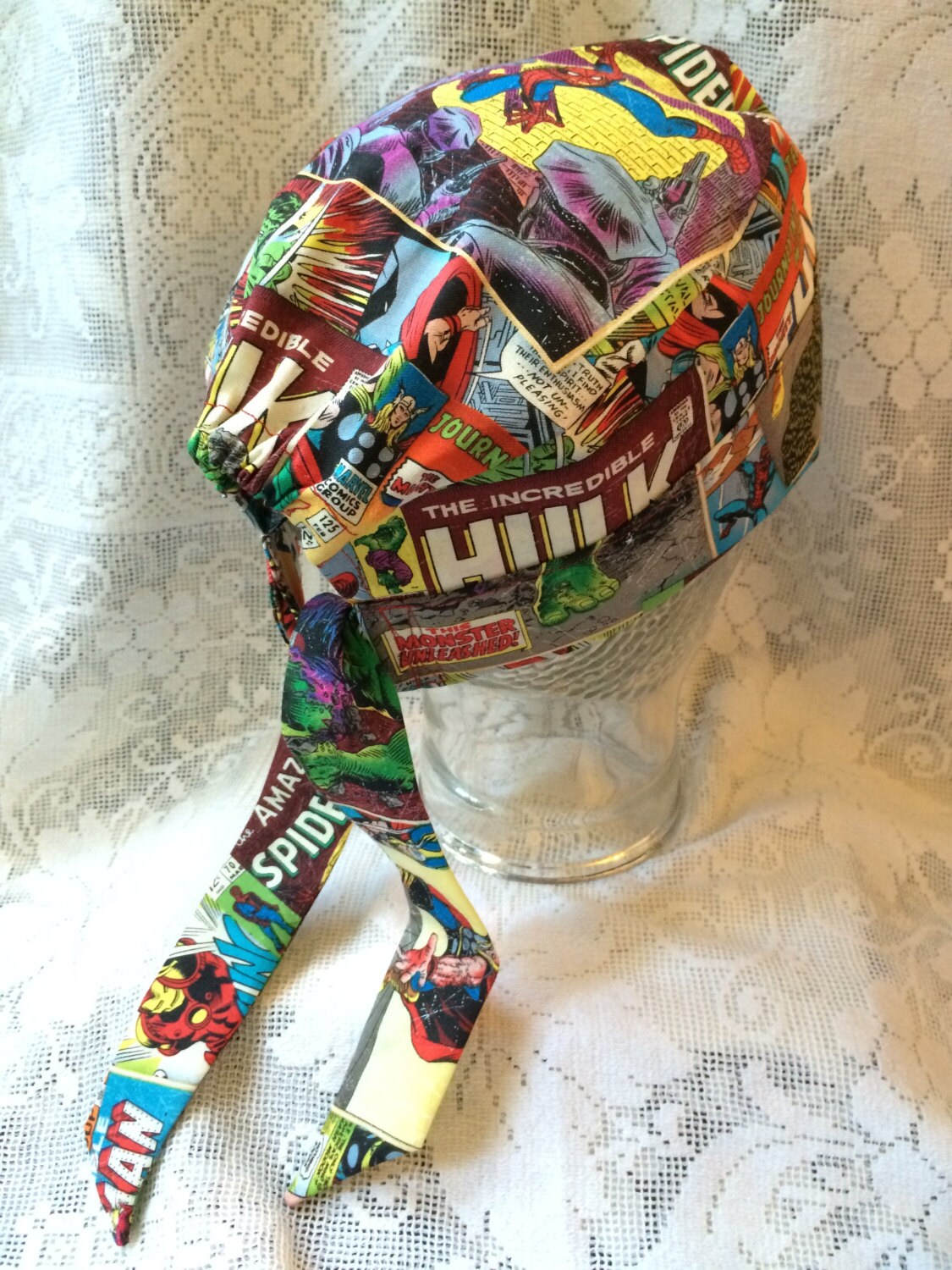 Comic Marvel Tie Back Theatre Scrub Hat - Etsy