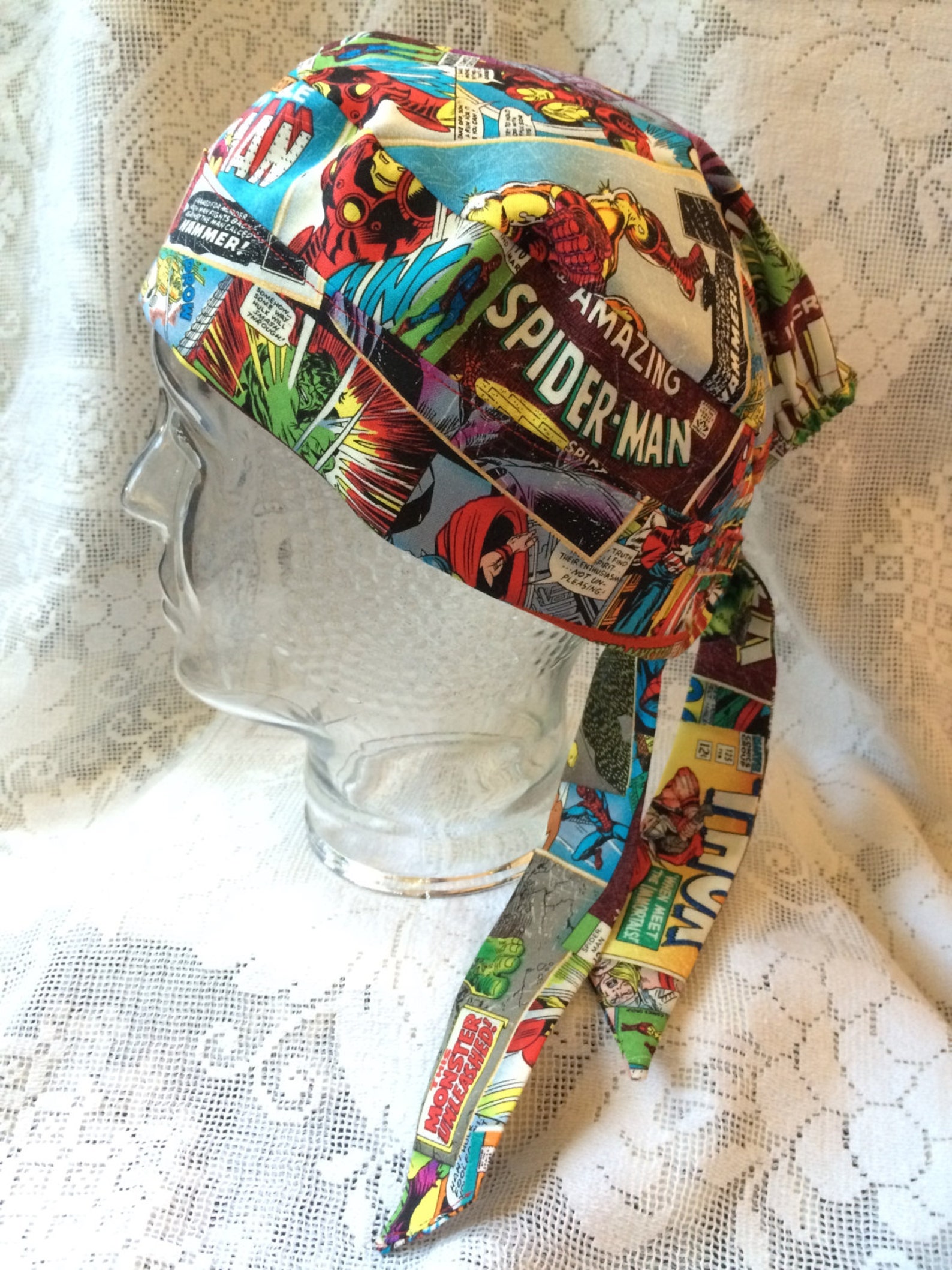 Comic Marvel Tie Back Theatre Scrub Hat - Etsy