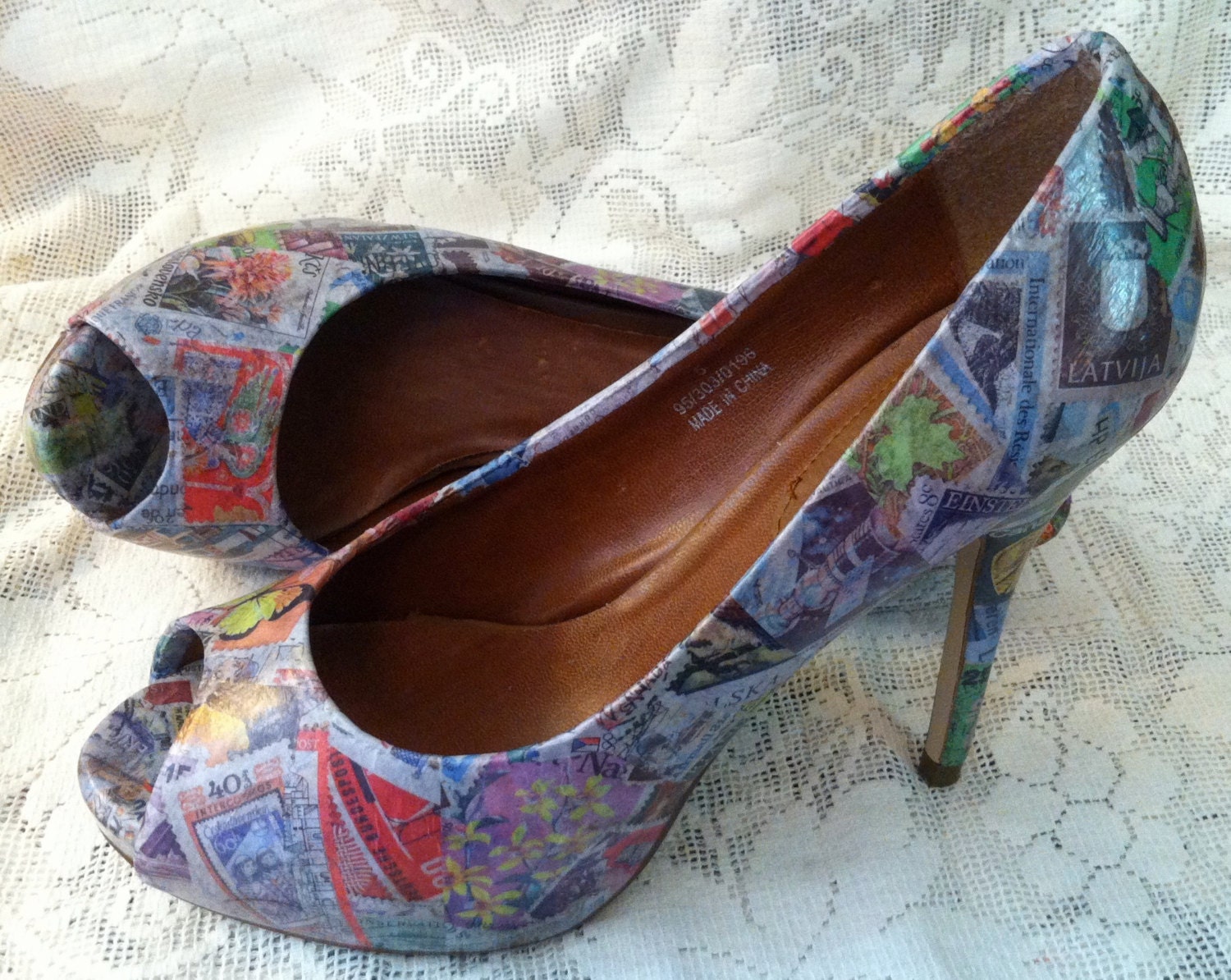 UK 5 38 Stamps Decoupage Shoes Heels - Etsy