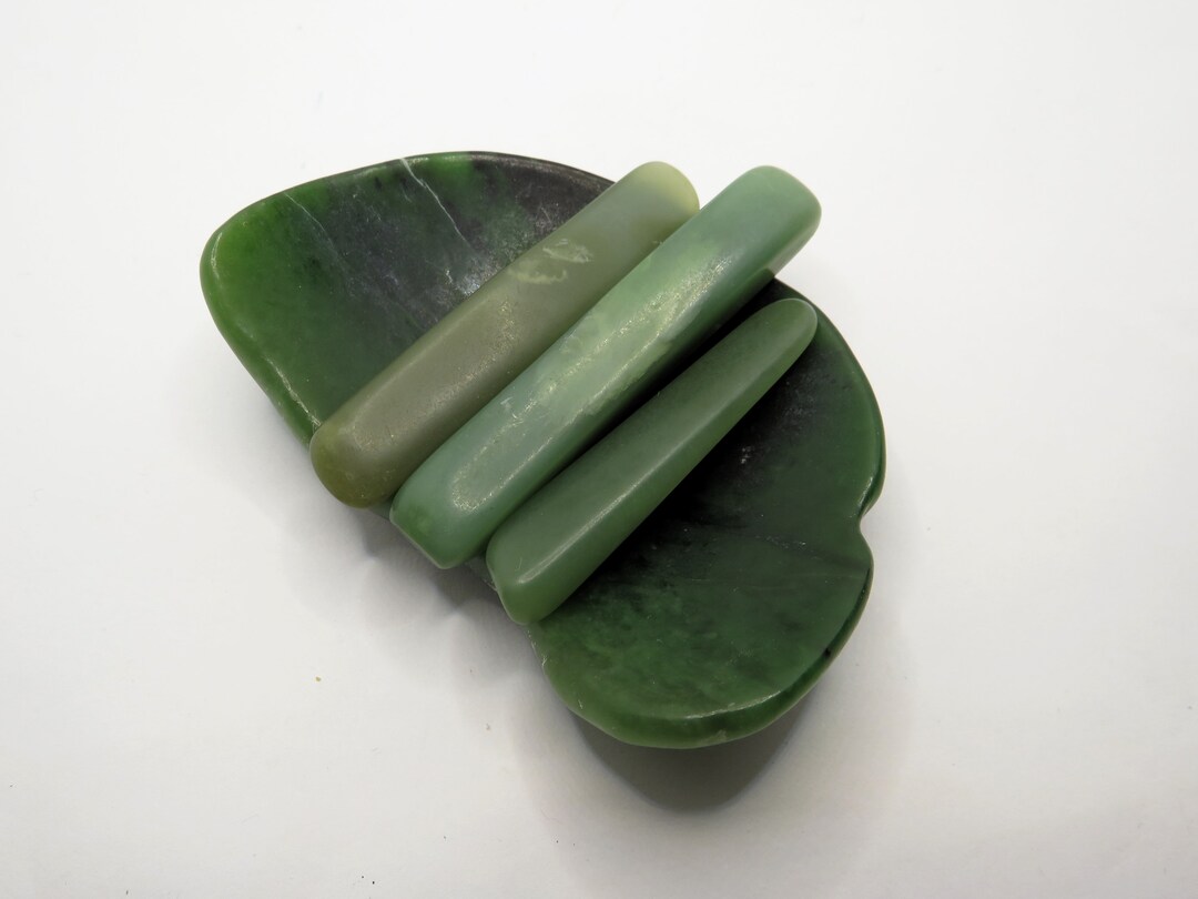 Natural Nephrite Jade Magic Wand Partially Polished, Worry Green Stone ...