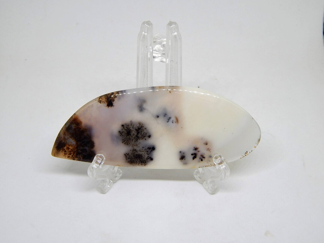 Dendritic Moss Agate Slice Worry Stone Tumble Landscape White Agate ...