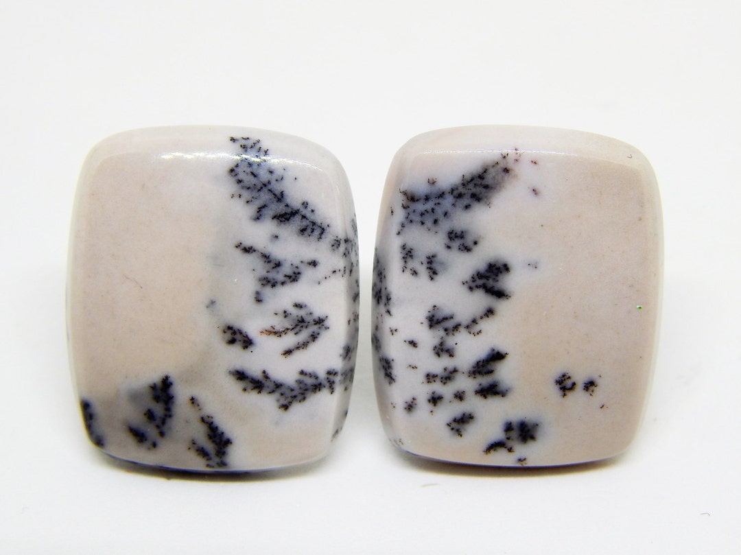 Guardian Angel Wings Stone Earrings Cabochon Dendritic Landscape Moss ...