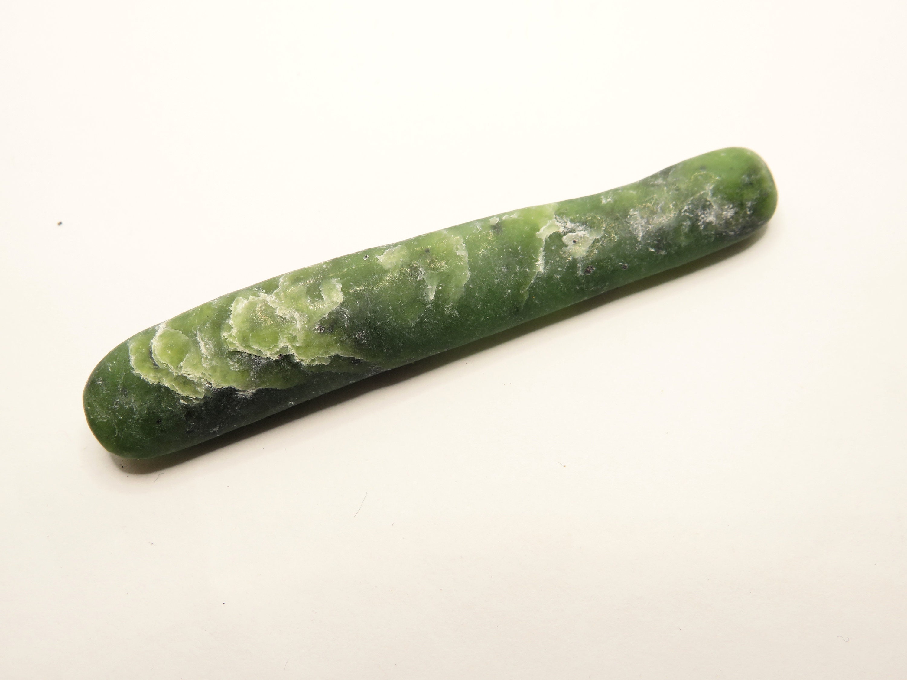 Natural Nephrite Jade Magic Wand Partially Polished, Worry Green Stone ...
