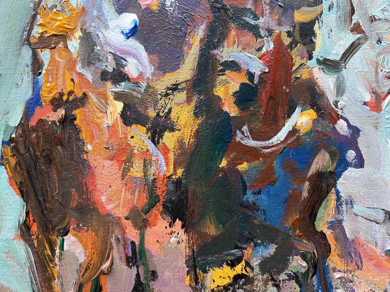 Original Expressive Horse Racing Painting, Abstract Animal Art ...