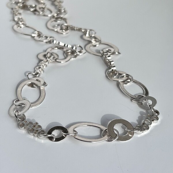 Long Silver Necklace - Etsy UK