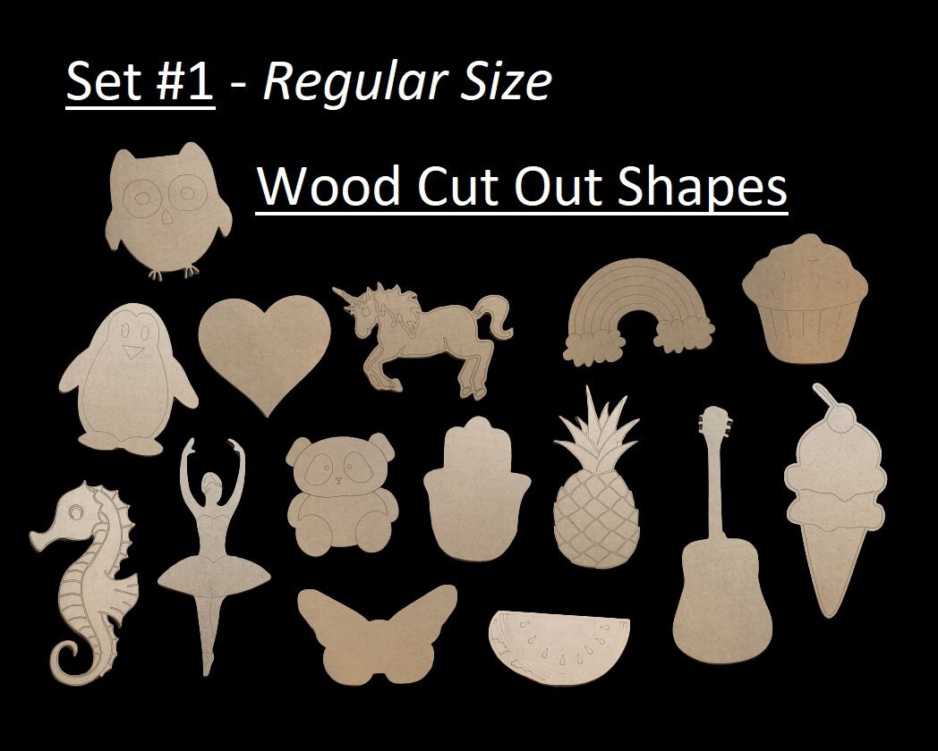 Wood Cut Out Shapes. Set 1 Regular Size. | Etsy