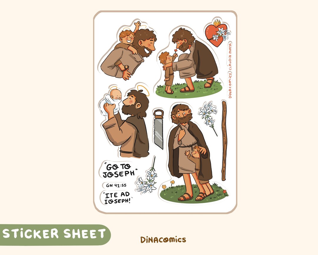 Sticker Sheet of Saint Joseph and Jesus Year of - Father’s Day Catholic ...