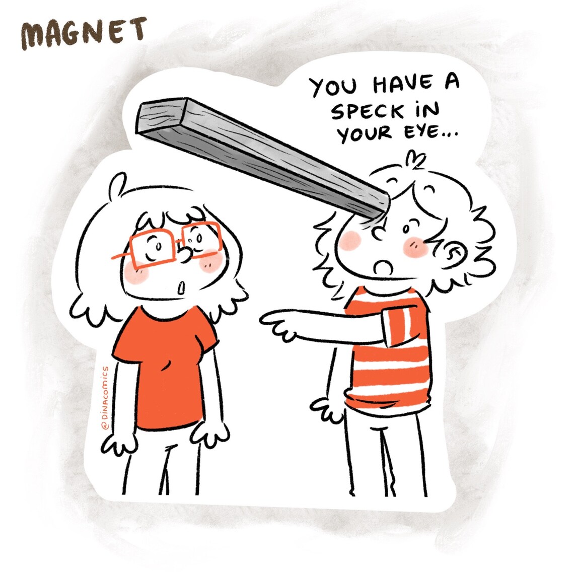 CHRISTIAN MAGNET Dinacomics Magnet Speck Log Eye Matthew 7 3-5 Mateo ...