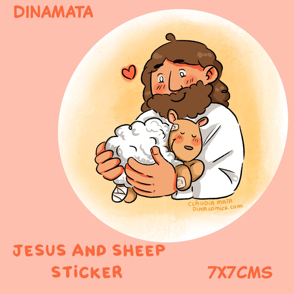 Jesus sticker the good shepherd sheep holding 70x70 mm Jesus crhrist ...