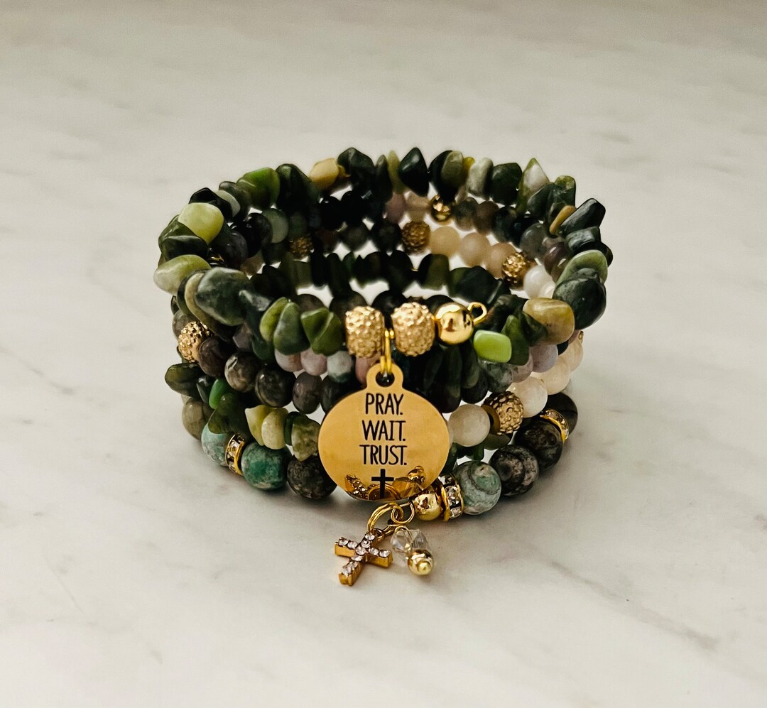 Semi-precious Beaded Memory Wire Bracelet, Inspiration Bracelet ...