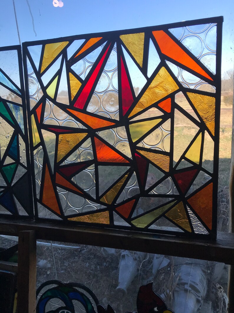 Abstract Stained Glass Panel - Etsy