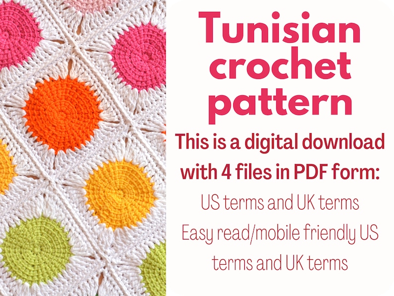 Tunisian Crochet Dots Baby Blanket Pattern for Beginners - Instant ...
