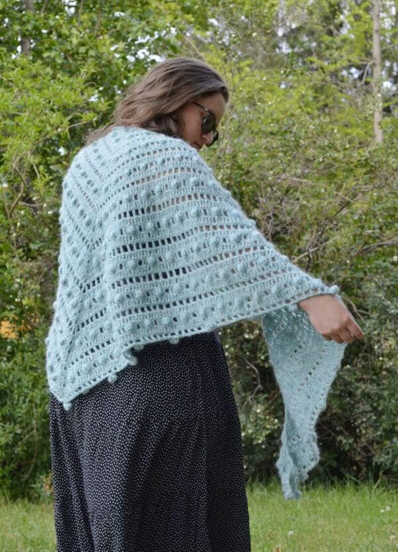 Textured Rounded Triangle Shawl Crochet Pattern Mint Truffle - Etsy