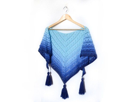 Textured Rounded Triangle Shawl Crochet Pattern Mint Truffle - Etsy