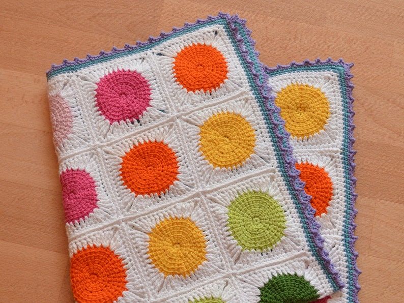 Tunisian Crochet Dots Baby Blanket Pattern for Beginners - Etsy