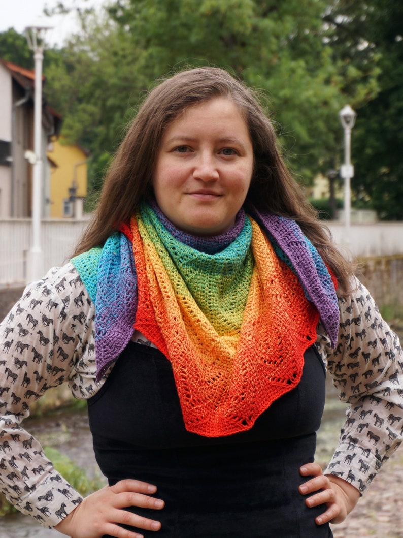 Tunisian Crochet Lace Pattern Rainbow Love Wrap Instant - Etsy