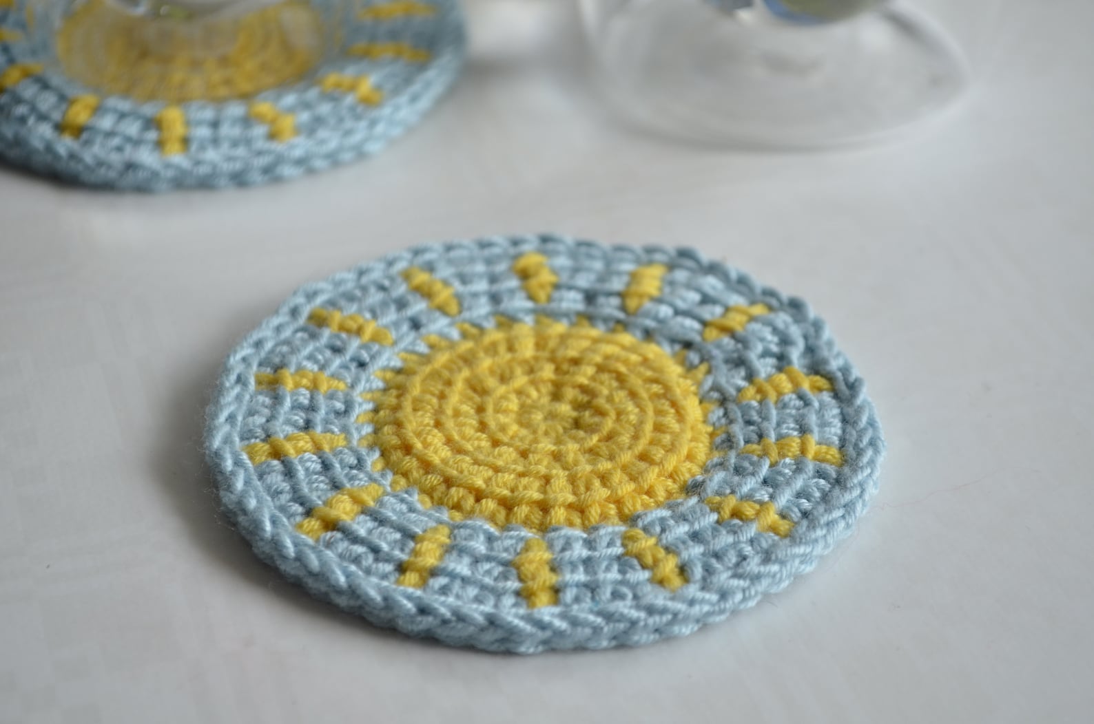 Little Sun Coaster Tunisian Crochet Coaster Pattern - Etsy