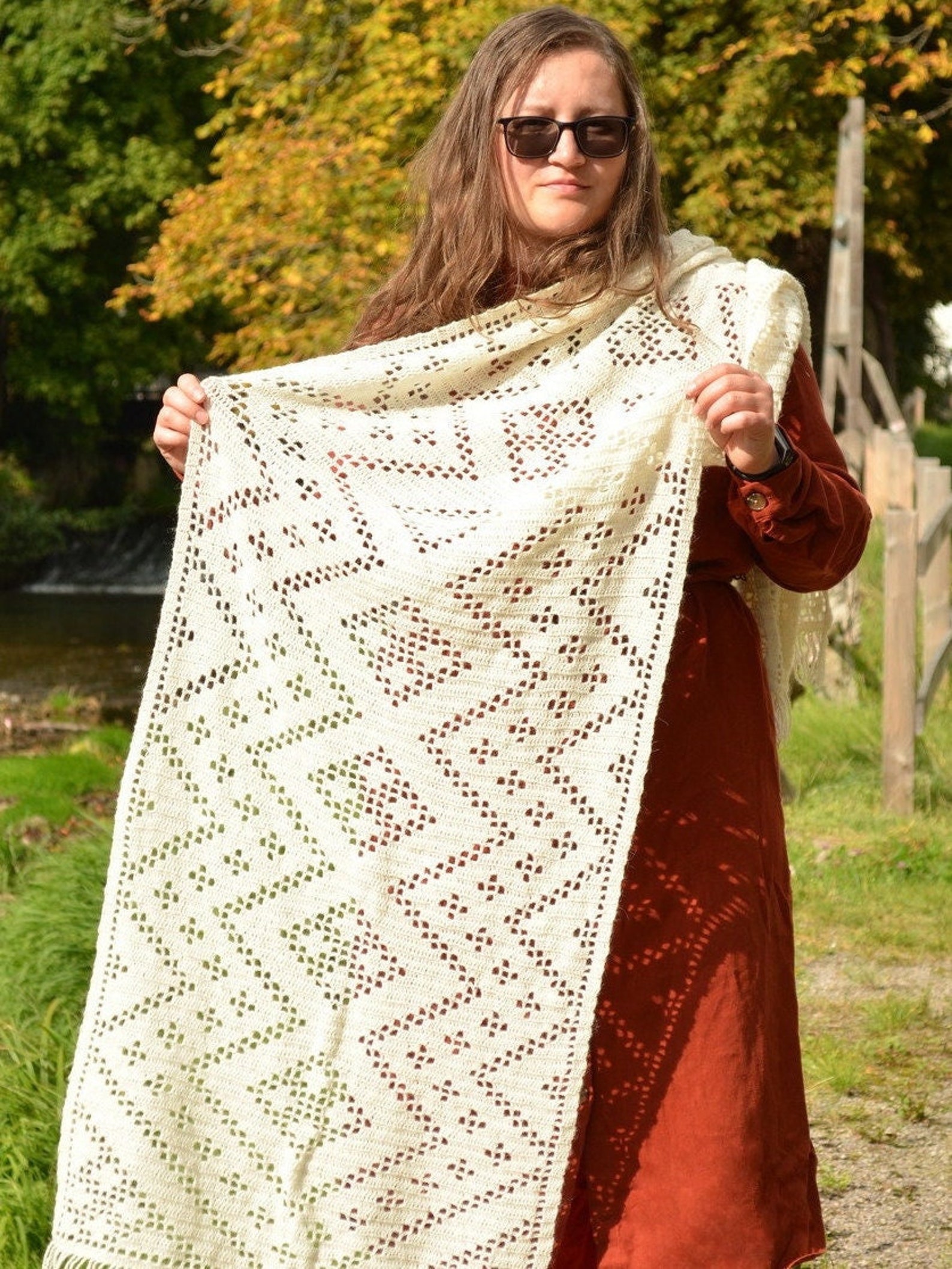 Dolina Wrap Filet Crochet Shawl Pattern Full Crochet Symbol - Etsy