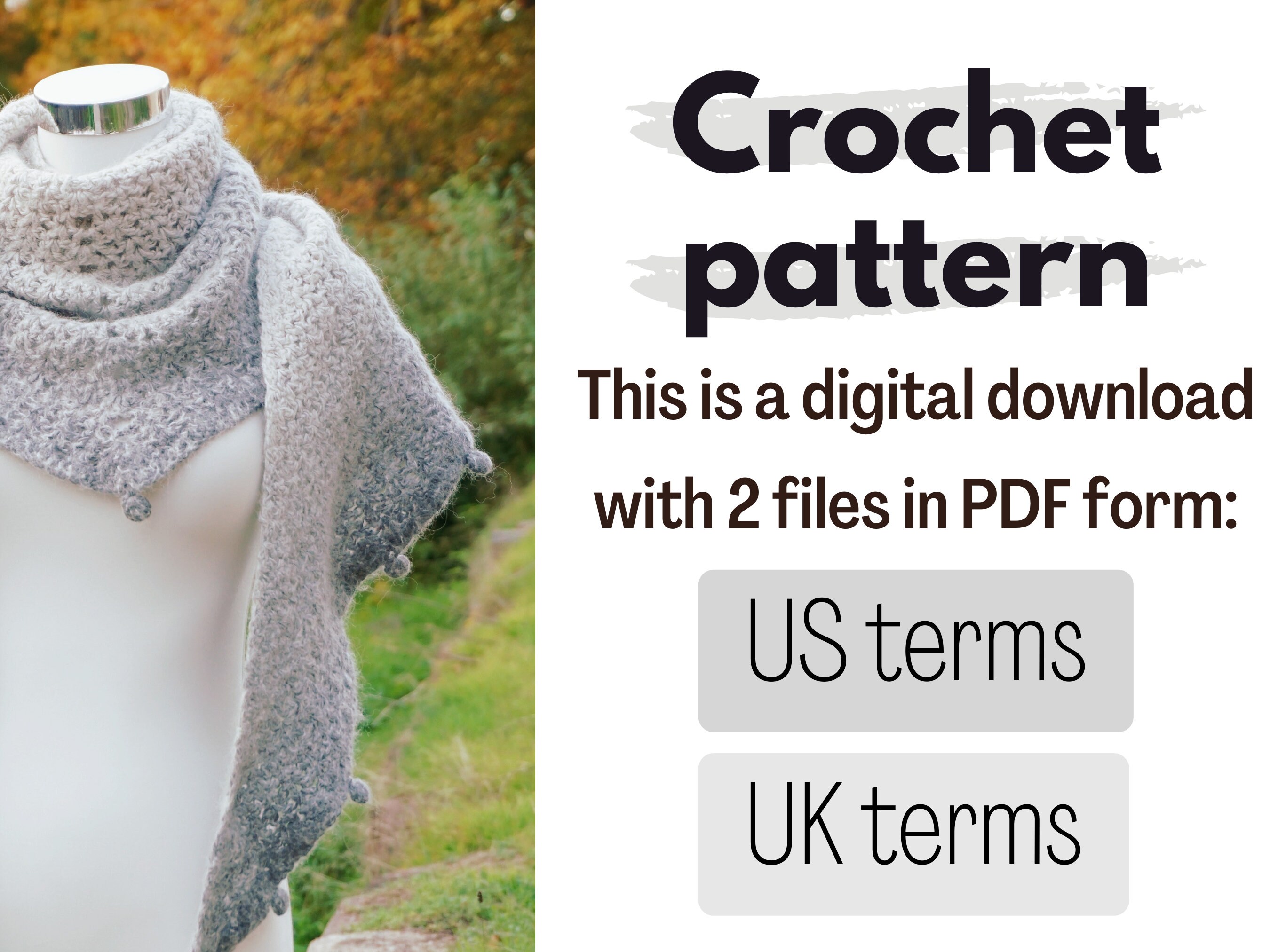 Triangle Shawl Lace Crochet Pattern - Instant Download - Symmetrical ...