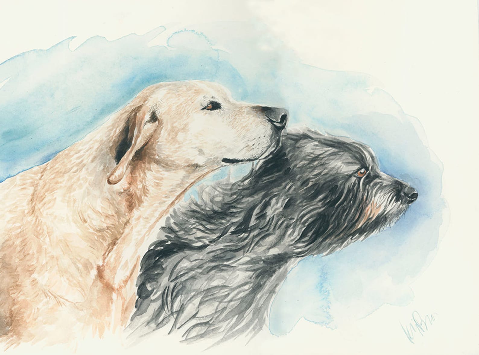 Custom pet portrait. Two dogs. Pet portrait. Dog lover. | Etsy