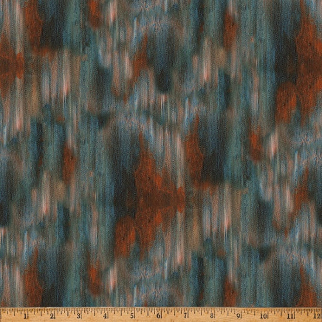 Rusty, Teal, Tan, Wood Grain Print, Fabric, Woodsy & Whimsy, Spectrum ...