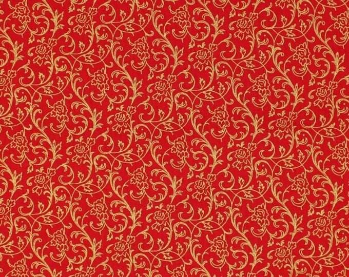 EOB REMNANT, 34 Inches, Merry Christmas, Metallic Gold Swirls, Scarlet ...