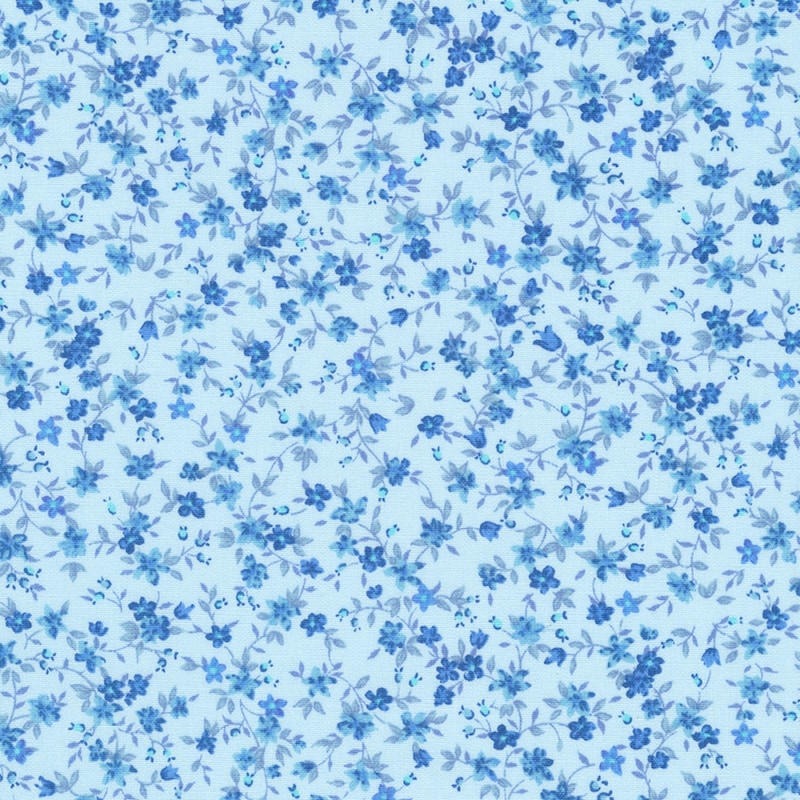 Blue Floral Fabric - Etsy