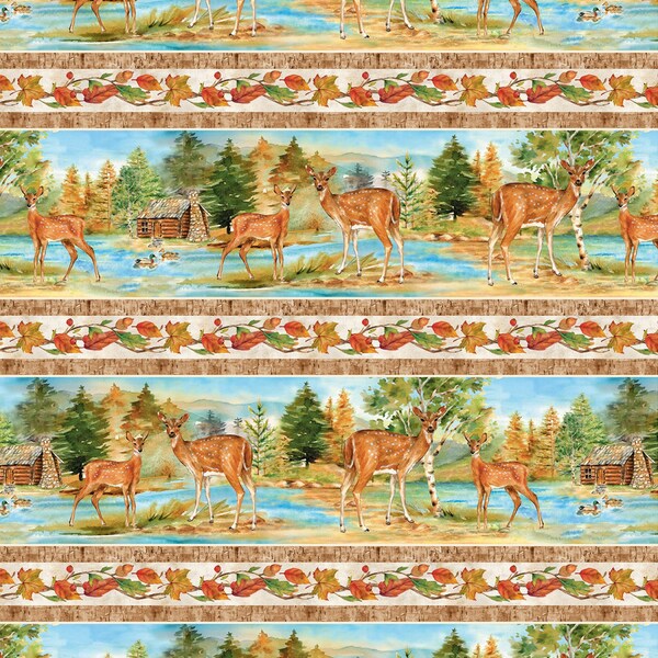 Deer Border Fabric - Etsy