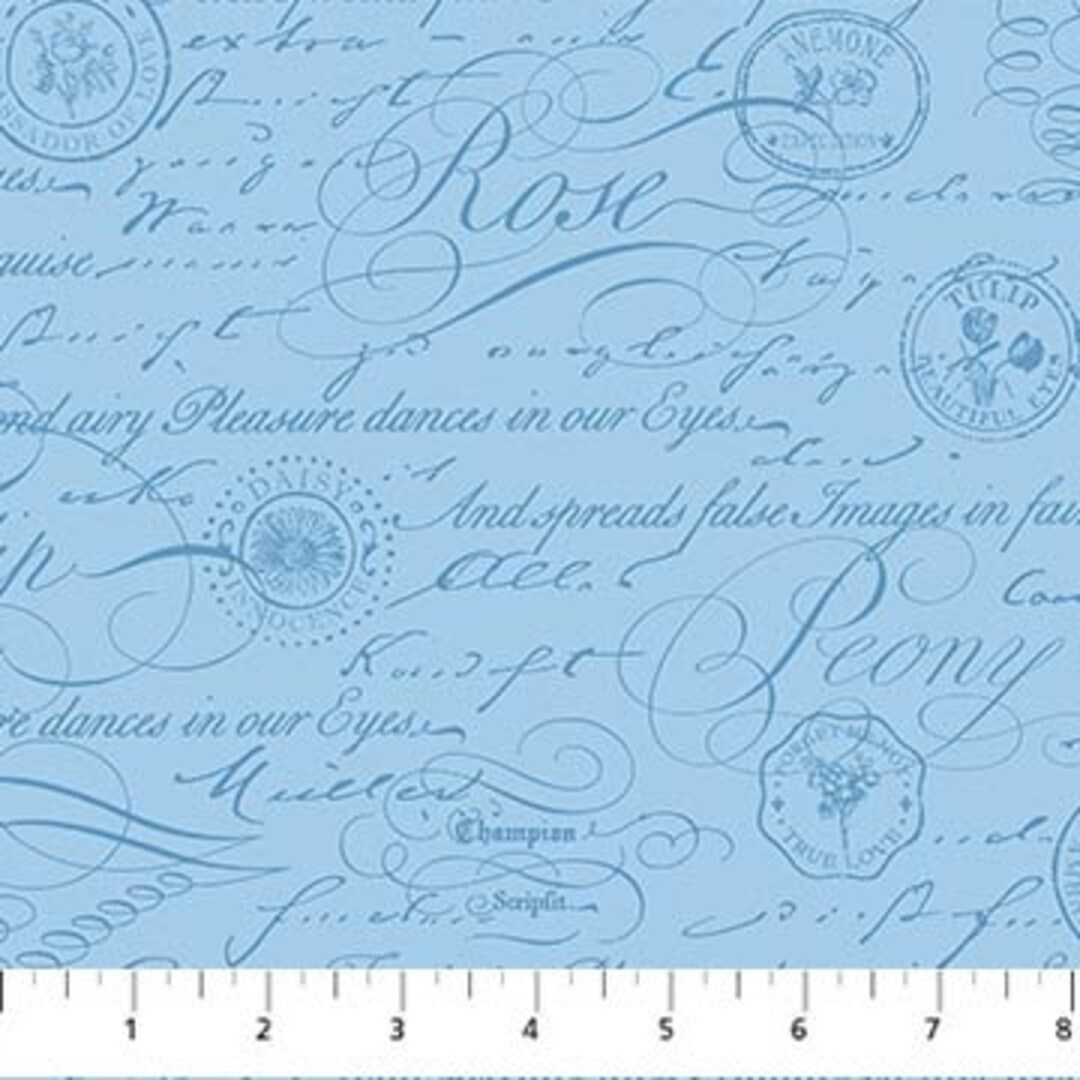 Elegantly Scripted Text, Names of Flowers, Light Blue Background ...