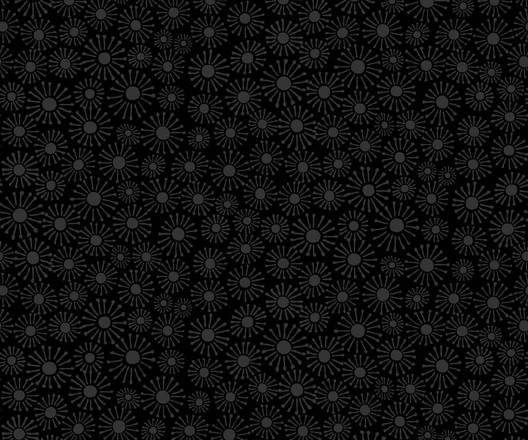 Star Flowers, Black on Black, Fabric, Simply Neutral Collection ...
