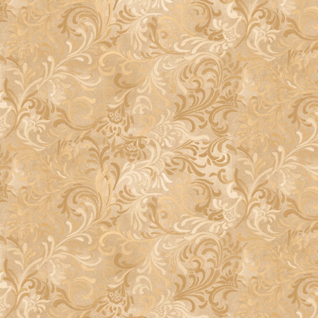 Fancy, Embellished Scroll, Beige and Tan, Tonal, Accent Fabric ...