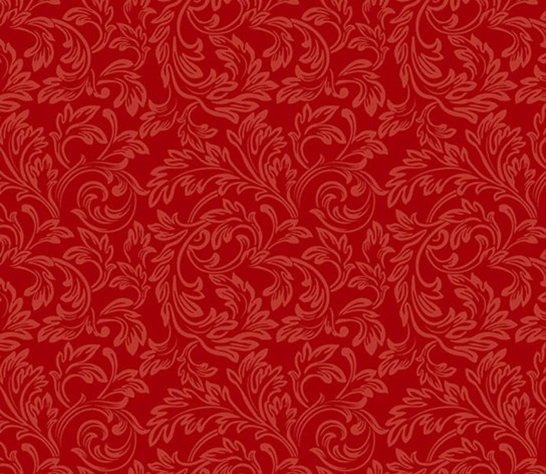 Beautiful, Red Scroll, Damask, Yuletide Traditions, Holiday Fabric ...