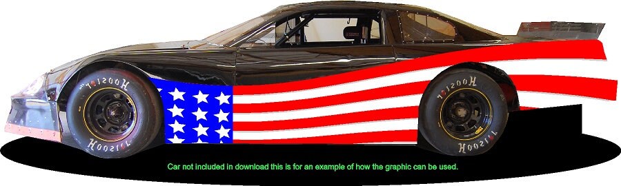 American Flag Vector Race Car Side Wrap Graphic - Etsy