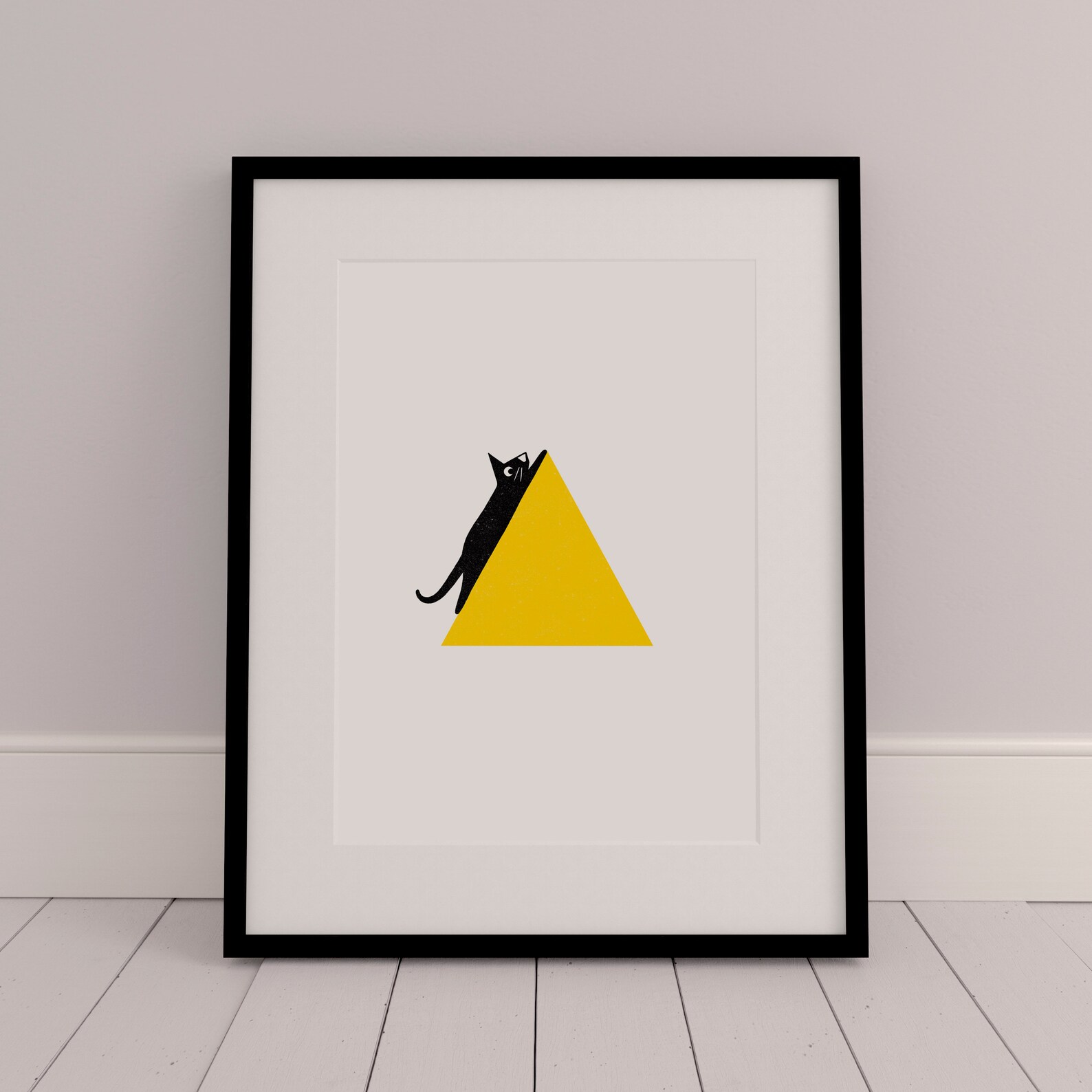 Triangle Cat Art Print Mid Century Modern Wall Art Mid | Etsy