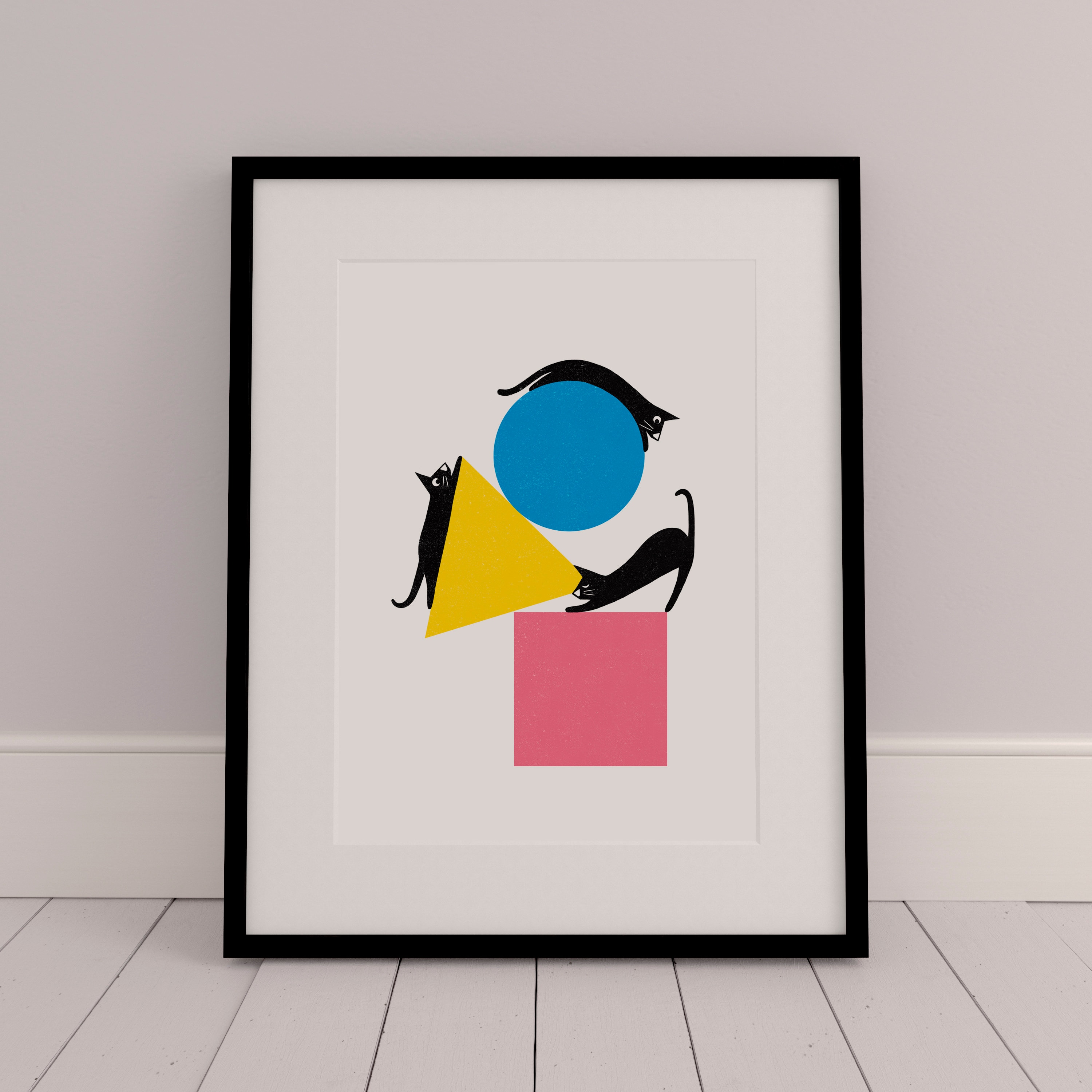 Geometric Cat Compilation One, Art Print, Mid Century Modern, Wall Art ...